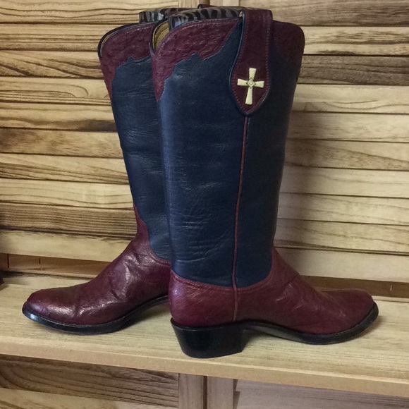 Frank English | Shoes | Navy Blue Wine Frank English Cowboy Boots For ...